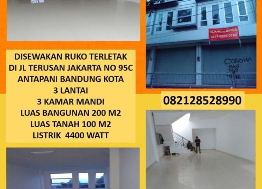 DISEWAKAN RUKO DAERAH ANTAPANI UNTUK KANTOR GUDANG BENGKEL TOKO ...