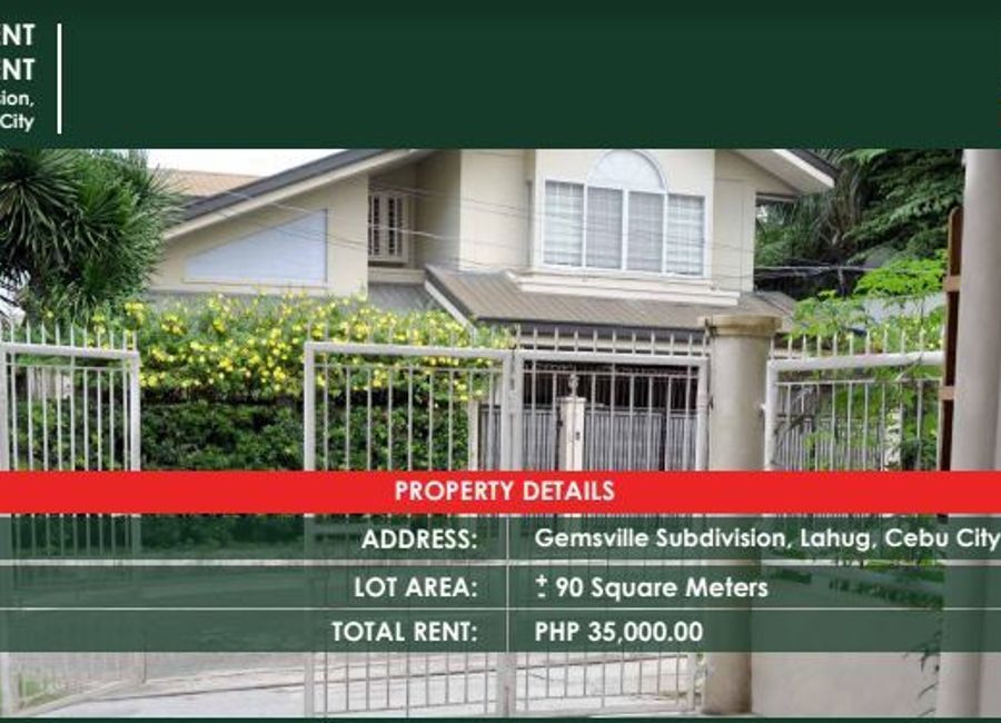 Property #7075 House For Rent In Gemsville Subdivision, Lahug, Cebu ...