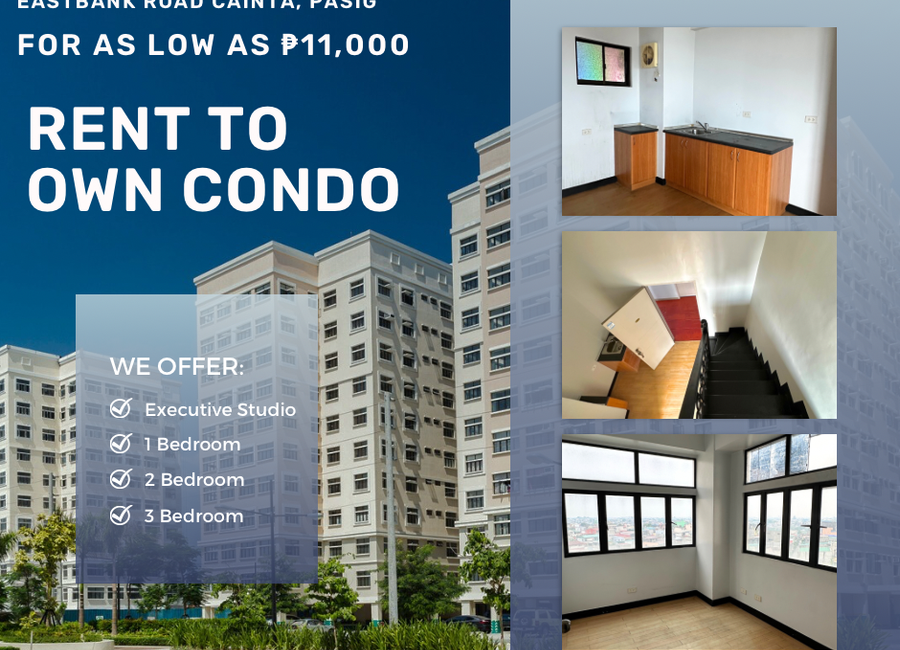 Rent to Own Condo 11k/mo Studio RFO near Market Market Eastwood Bgc ...
