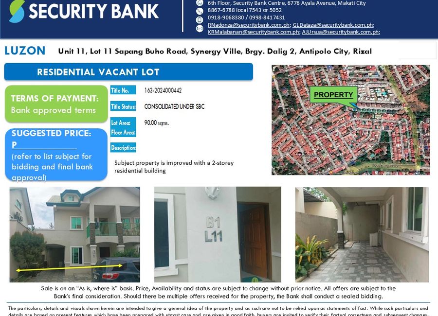 For Sale Foreclosed house in Synergy Ville, Brgy. Dalig 2, Antipolo ...