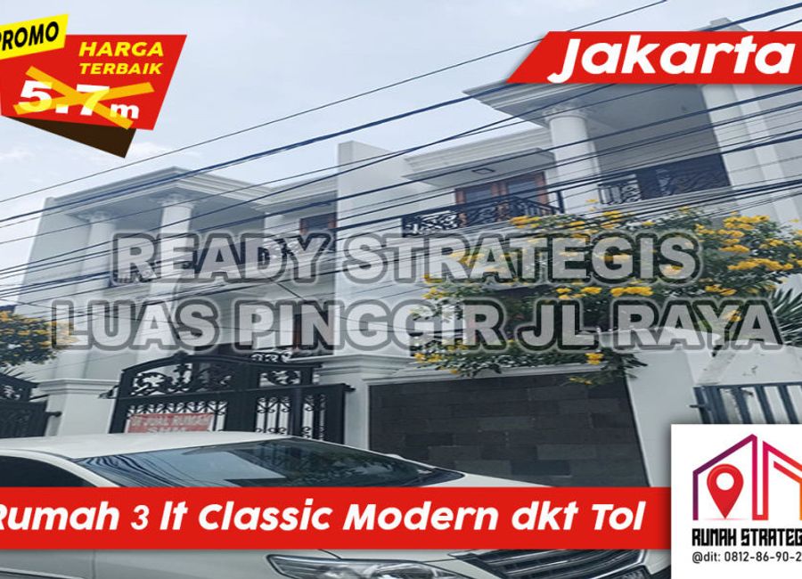 Ready Rumah Mewah 3lt Pinggir Jl Raya Cempaka Putih Jakarta dkt Tol ...