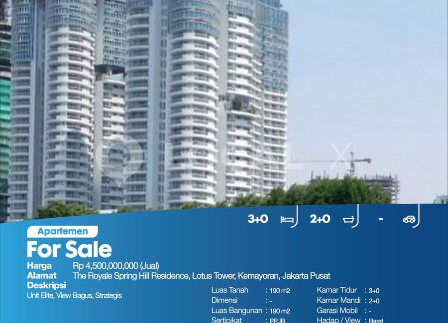 Apartemen The Royale Spring Hill Residence, Lotus Tower, Kemayoran ...