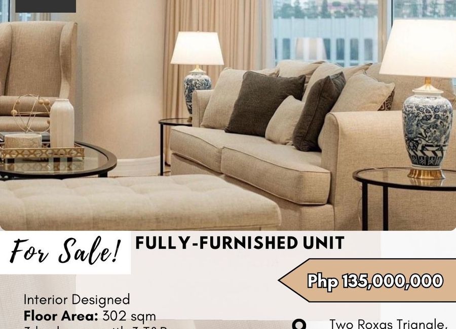 FOR SALE Fully Furnished Unit located at Two Roxas Triangle, Brgy. Bel ...