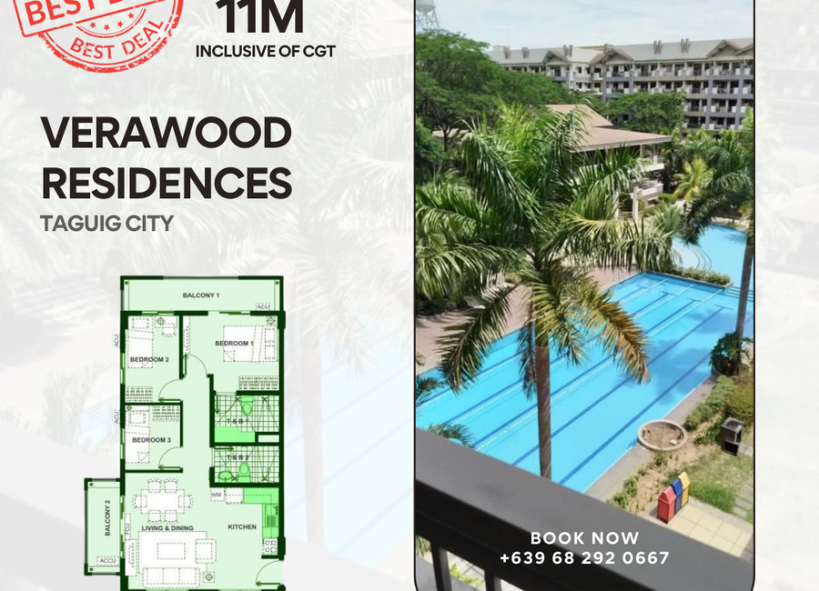Verawood Residences 3BR Three Bedroom with 2 Parking Slots near BGC and ...