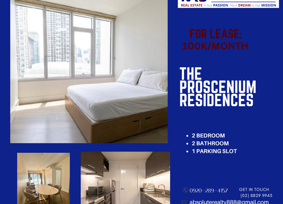 FOR RENT: Two (2) Bedroom (Fully Furnished) at The Proscenium Residences, Makati City. | Lamudi ...