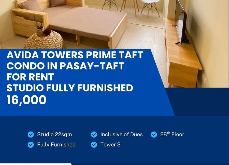 Avida Towers Prime Taft Studio Furnished For Rent Condo in Taft ...