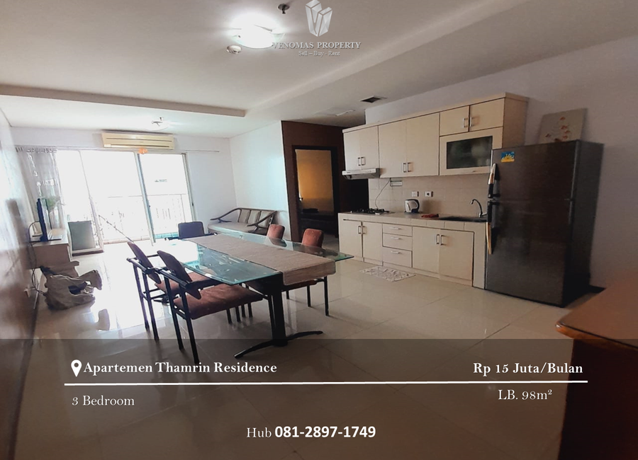 Disewakan Apartement Thamrin Residences 3BR+1 Full Furnished Tower B ...