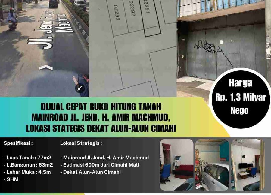Dijual Cepat Ruko Hitung Tanah Mainroad Jl. Jend. H. Amir Machmud ...