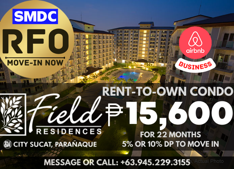 SMDC FIELD RESIDENCES SUCAT PARAÑAQUE CITY | READY FOR OCCUPANCY | RENT ...