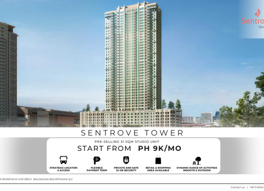 Pre-selling Studio Unit For Sale in Sentrove Tower Clover Leaf ...