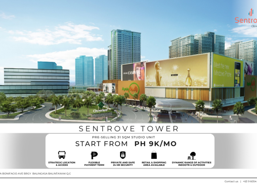 Pre-selling Studio Unit For Sale in Sentrove Tower Clover Leaf ...